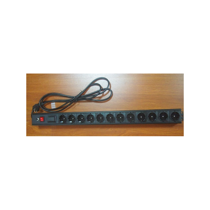 1U 12x Schuko PDU sockets and Schuko plug