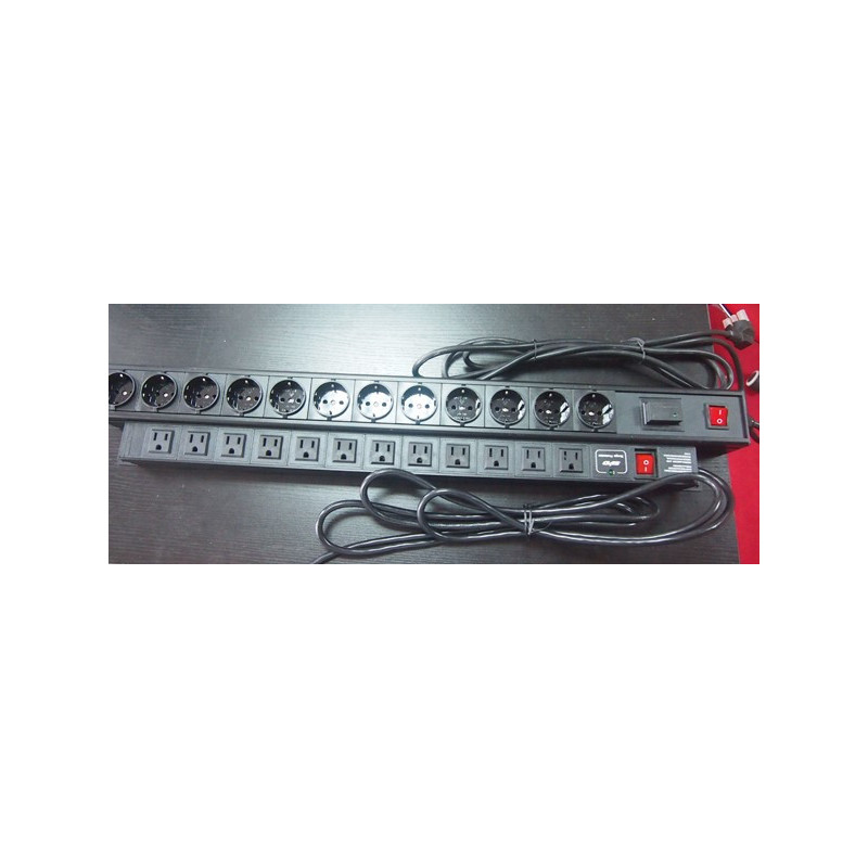 1U 12x Schuko PDU sockets and Schuko plug
